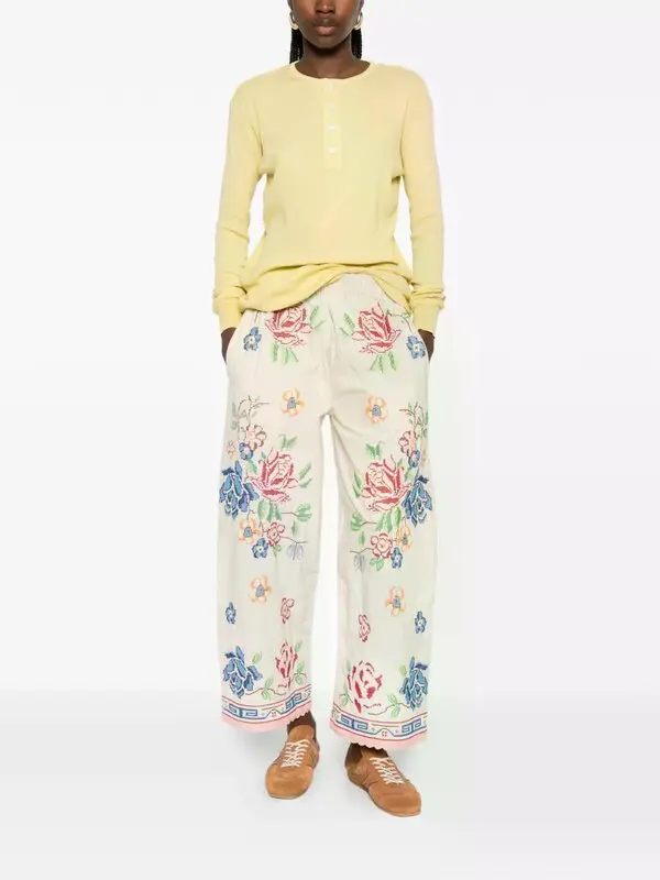ORSINA Cross-stitch Embroidered Palazzo Pants