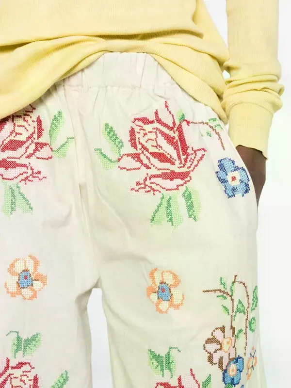 ORSINA Cross-stitch Embroidered Palazzo Pants