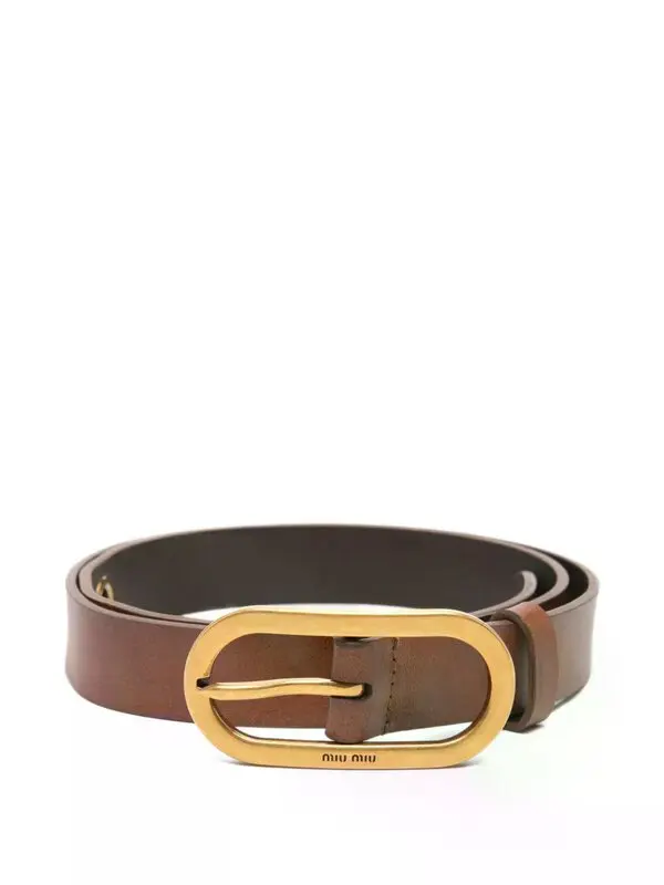 Miu Miu Oval Buckle Leather Belt - Brown