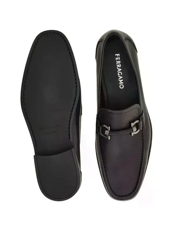 FERRAGAMO Gancini Ornament Loafers - Black