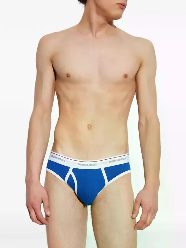 Dsquared2 Logo-waistband Contrast-trim Briefs - Blue