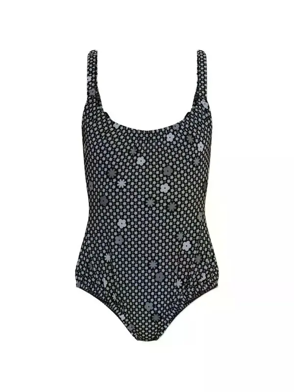 MAISON MARGIELA Floral-print One-piece Swimsuit - Black