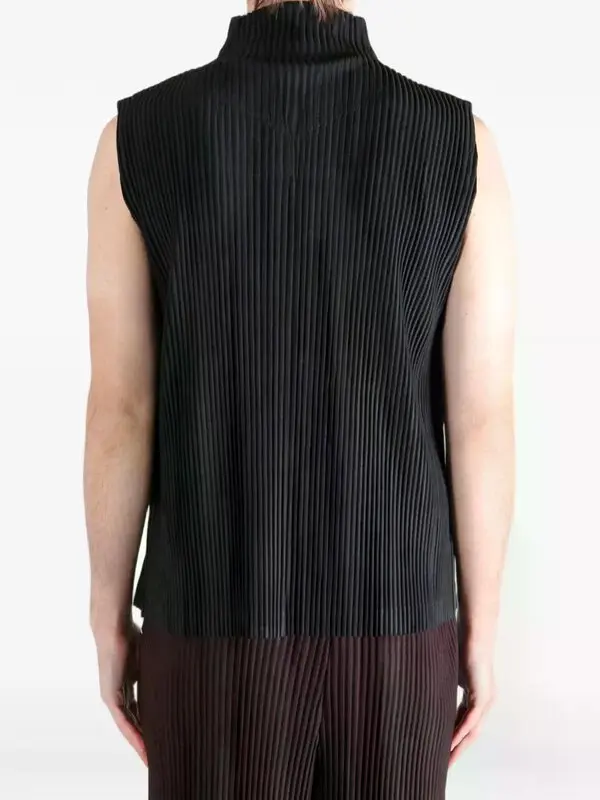 Issey Miyake Pleated Zip-up T-shirt - Black