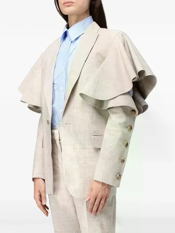 Moschino Textured Blazer With Ruffled Sleeves