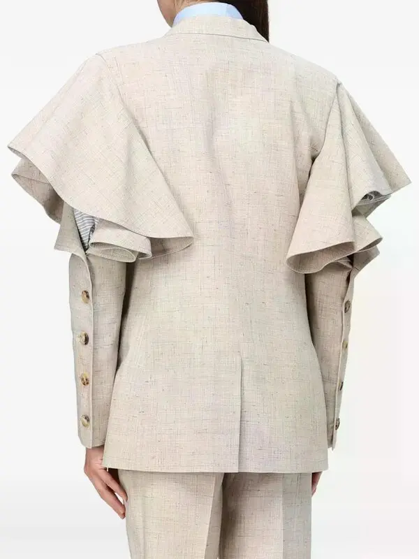 Moschino Textured Blazer With Ruffled Sleeves