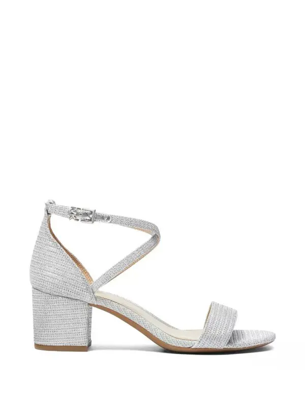 Michael Kors 57mm Serena Flex Crossover-strap Heeled Sandals - Silver