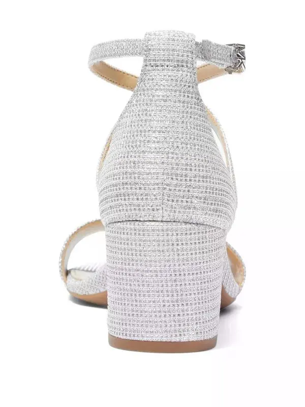 Michael Kors 57mm Serena Flex Crossover-strap Heeled Sandals - Silver