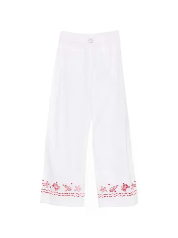 Maison Labiche Embroidered Wide-leg Trousers - White