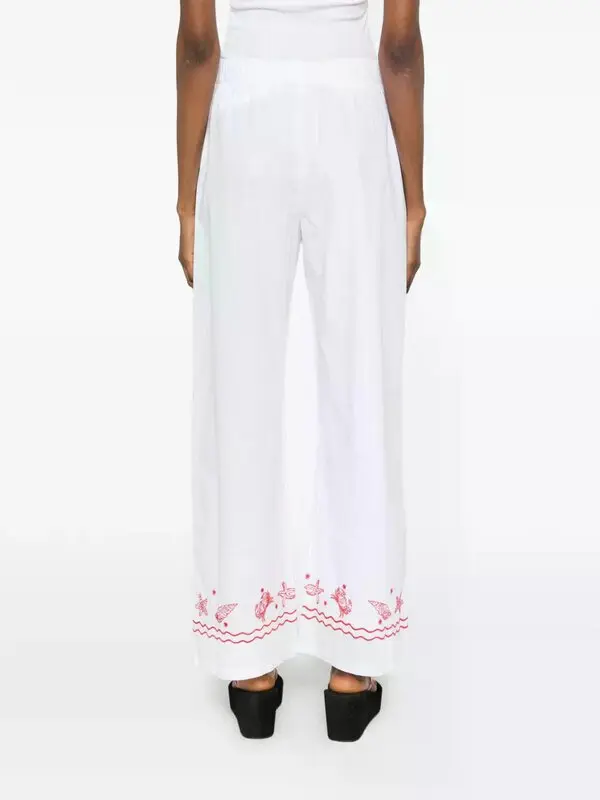 Maison Labiche Embroidered Wide-leg Trousers - White