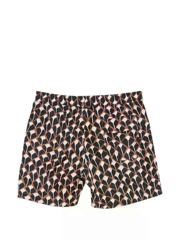 Altea Geometric-print Drawstring Swim Shorts - Black