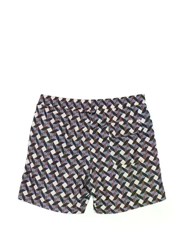 Altea Geometric-print Swim Shorts - Brown