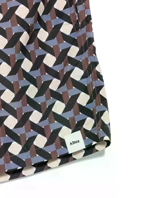 Altea Geometric-print Swim Shorts - Brown