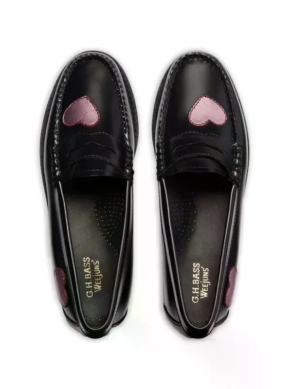 G.H.BASS Metallic-heart Penny Loafers - Black