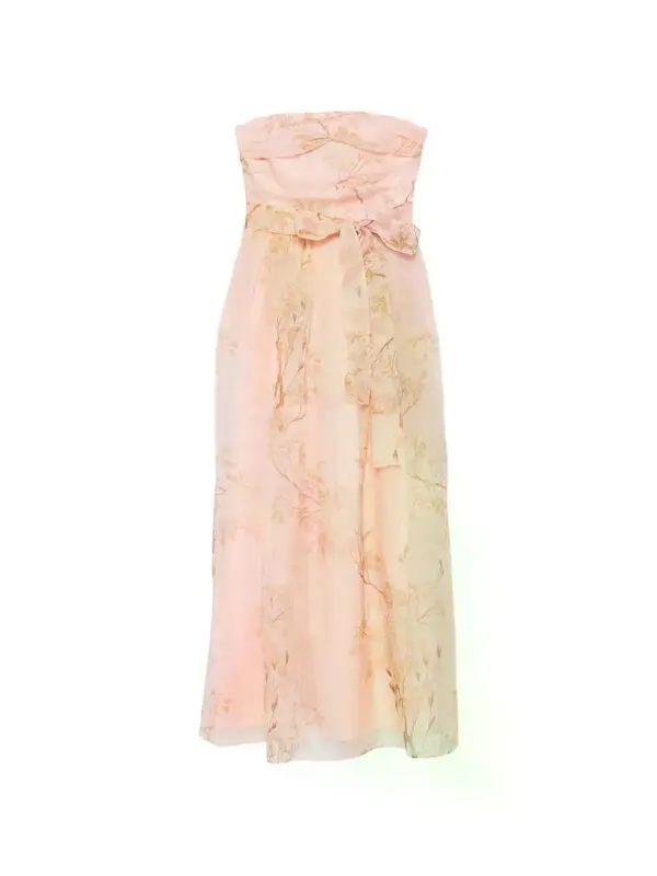Max Mara Floral-print Strapless Dress