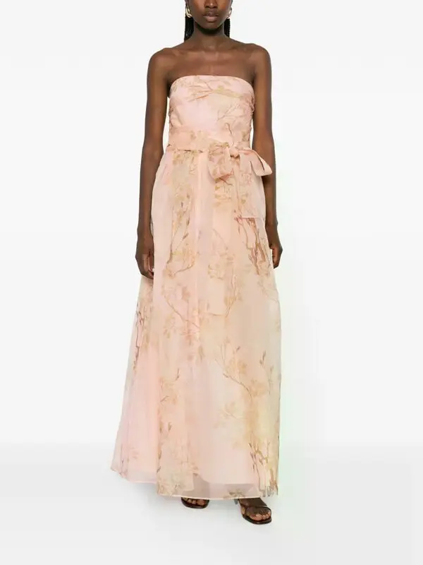 Max Mara Floral-print Strapless Dress