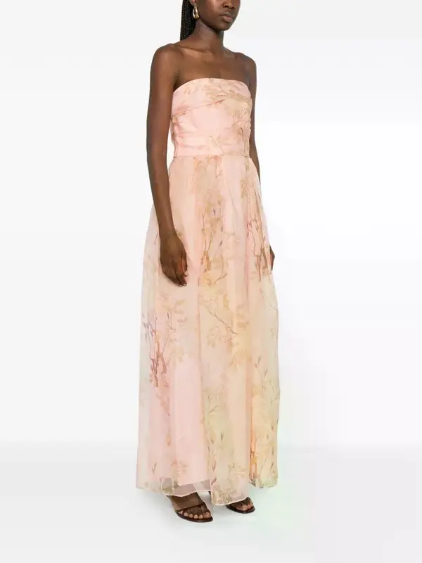 Max Mara Floral-print Strapless Dress