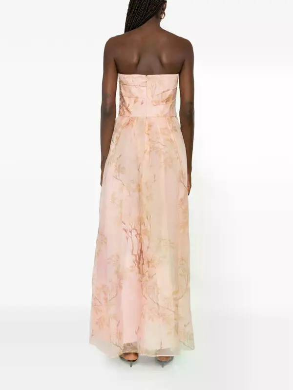 Max Mara Floral-print Strapless Dress