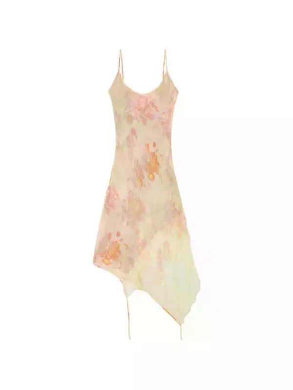 DIESEL® Midi Floral-print Lace-trim Dress