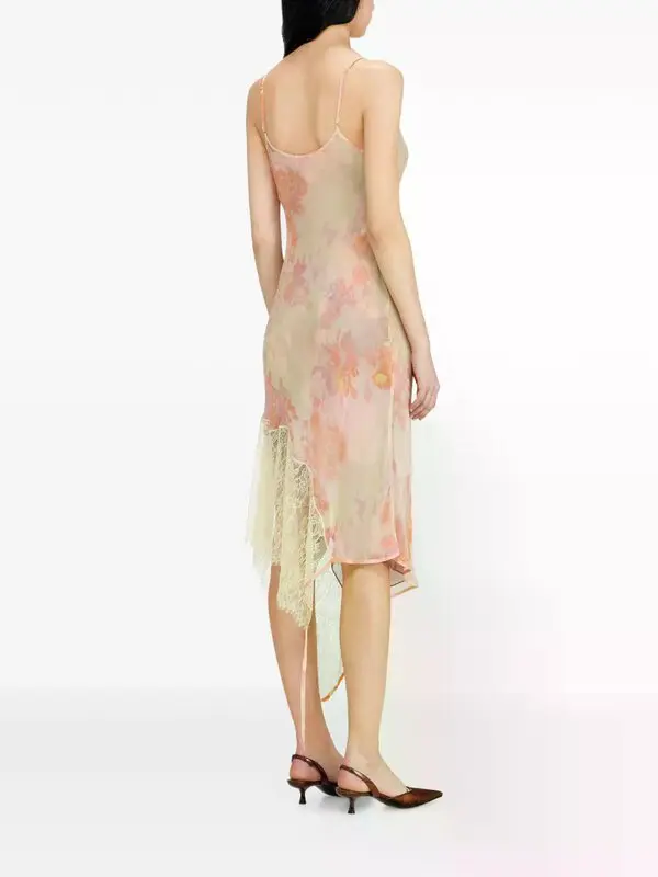 DIESEL® Midi Floral-print Lace-trim Dress