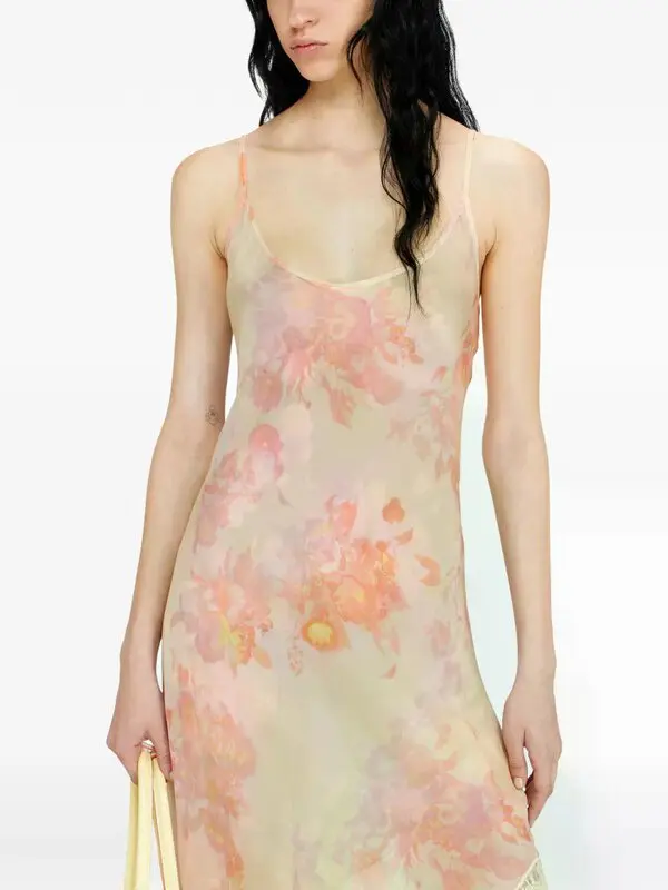 DIESEL® Midi Floral-print Lace-trim Dress