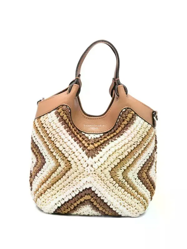 GIANNI CHIARINI Woven Chevron-pattern Tote Bag - Brown