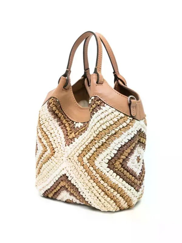 GIANNI CHIARINI Woven Chevron-pattern Tote Bag - Brown