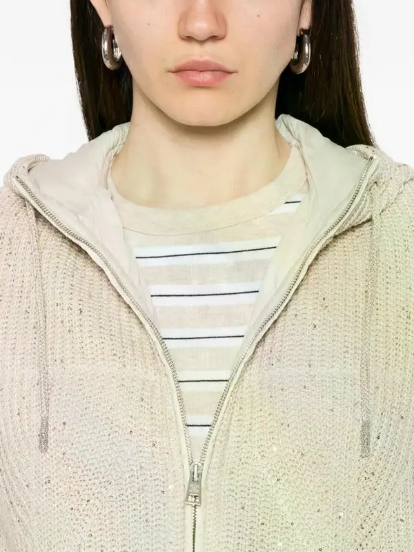 PANICALE Sequin-embellished Hooded Gilet