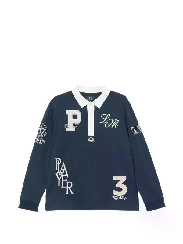 LA MARTINA Logo-patch Long-sleeve Polo Shirt