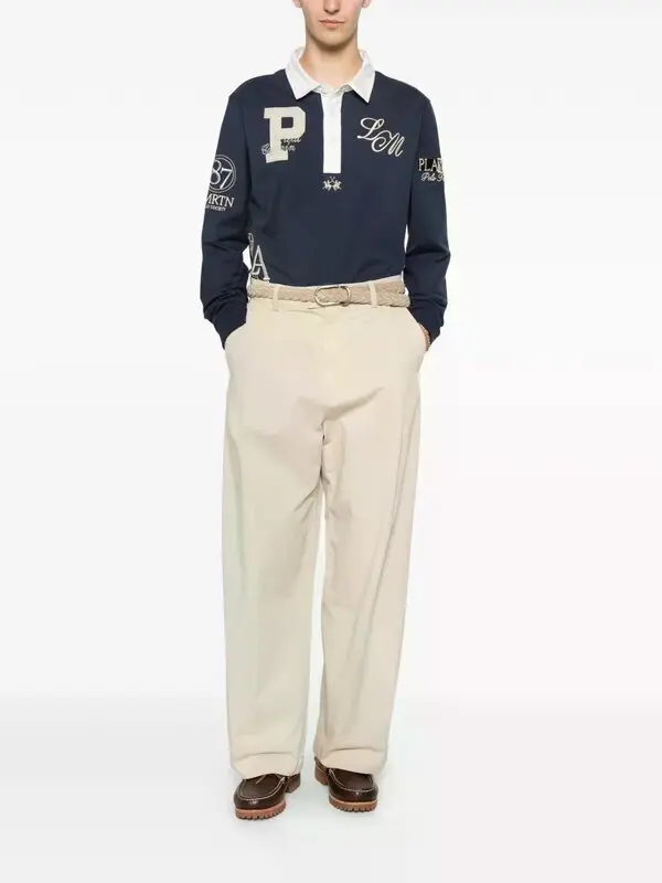 LA MARTINA Logo-patch Long-sleeve Polo Shirt