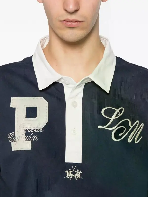LA MARTINA Logo-patch Long-sleeve Polo Shirt