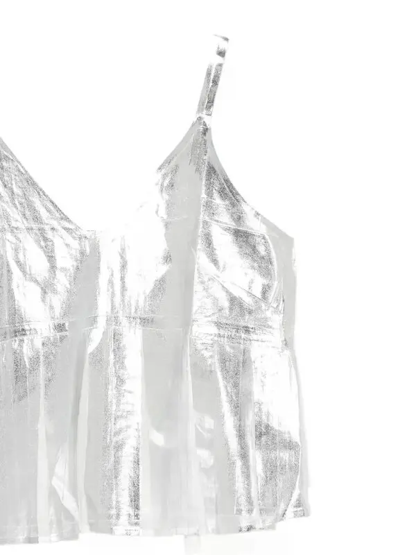 TELA Metallic-effect Pleated Top