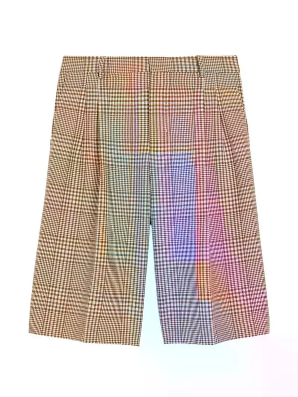 AMI Paris Prince Of Wales Checkered Wool Shorts - Neutrals