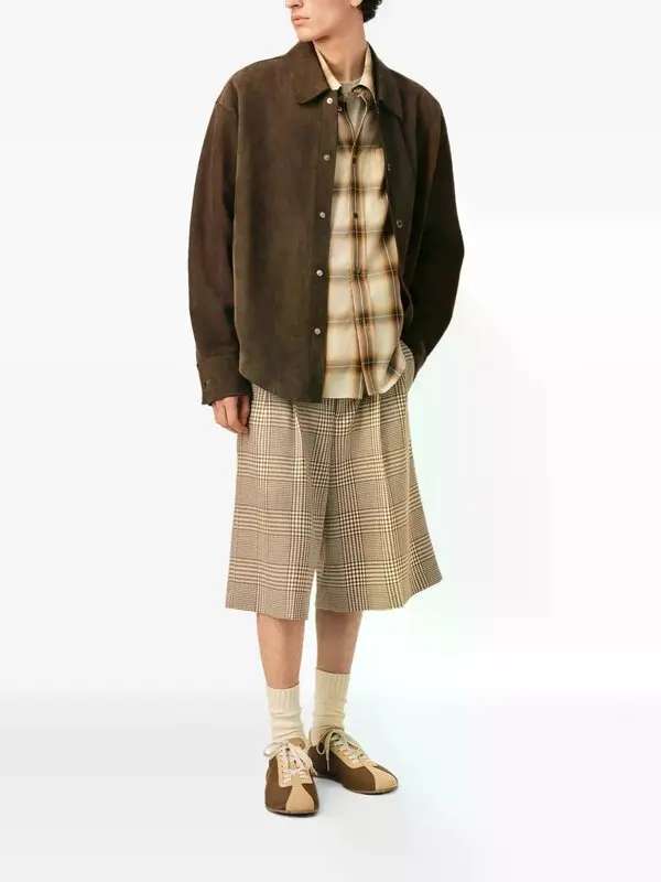 AMI Paris Prince Of Wales Checkered Wool Shorts - Neutrals