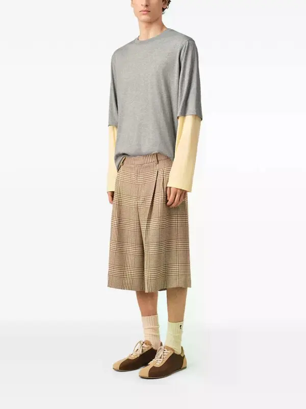 AMI Paris Prince Of Wales Checkered Wool Shorts - Neutrals
