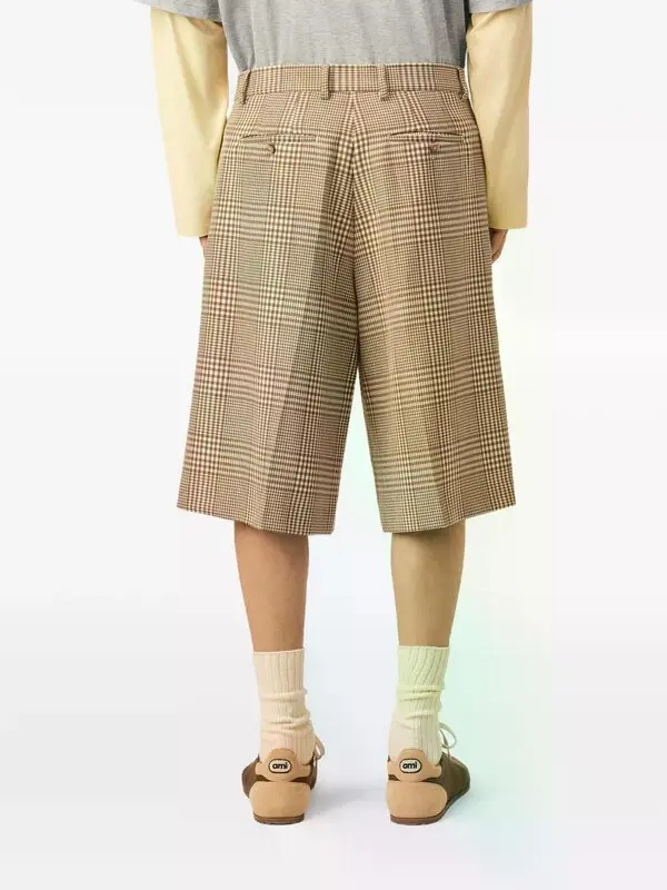 AMI Paris Prince Of Wales Checkered Wool Shorts - Neutrals