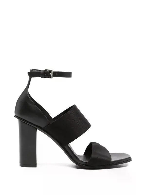 Max Mara Leather And Fabric Ankle Strap Block Heel Sandals
