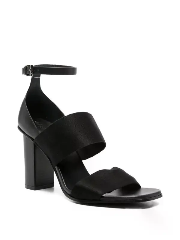 Max Mara Leather And Fabric Ankle Strap Block Heel Sandals