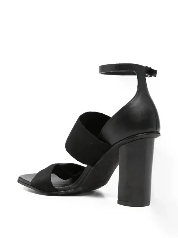 Max Mara Leather And Fabric Ankle Strap Block Heel Sandals