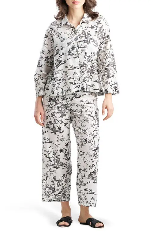 Natori Toile Cotton Sateen Pajamas - Warm White
