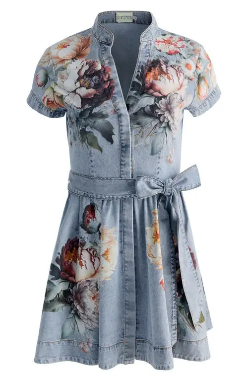 Alice + Olivia Lucy Floral Denim Shirtdress - Sierra Vintage/multi