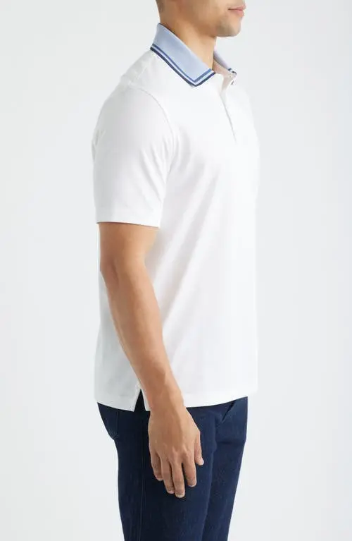 Johnston & Murphy Tipped Contrast Collar Polo - White