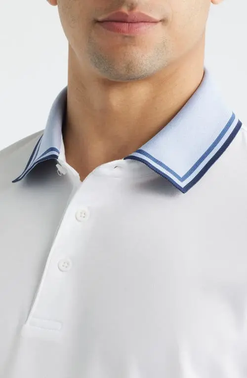 Johnston & Murphy Tipped Contrast Collar Polo - White