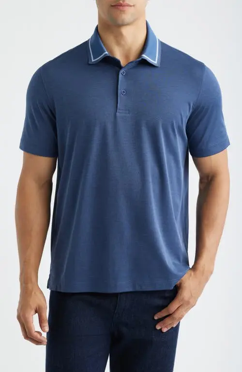 Johnston & Murphy Tipped Contrast Collar Polo - Navy