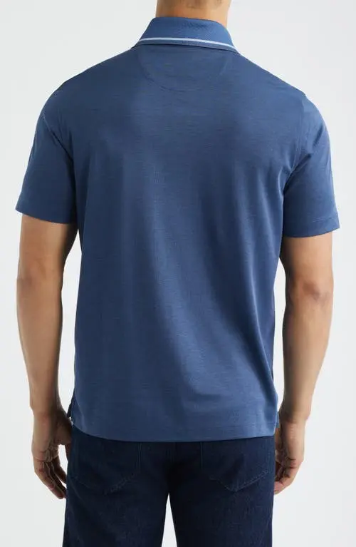 Johnston & Murphy Tipped Contrast Collar Polo - Navy