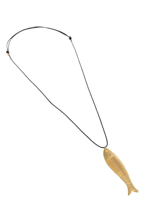Madewell Fish Comb Charm Necklace - Antique Gold