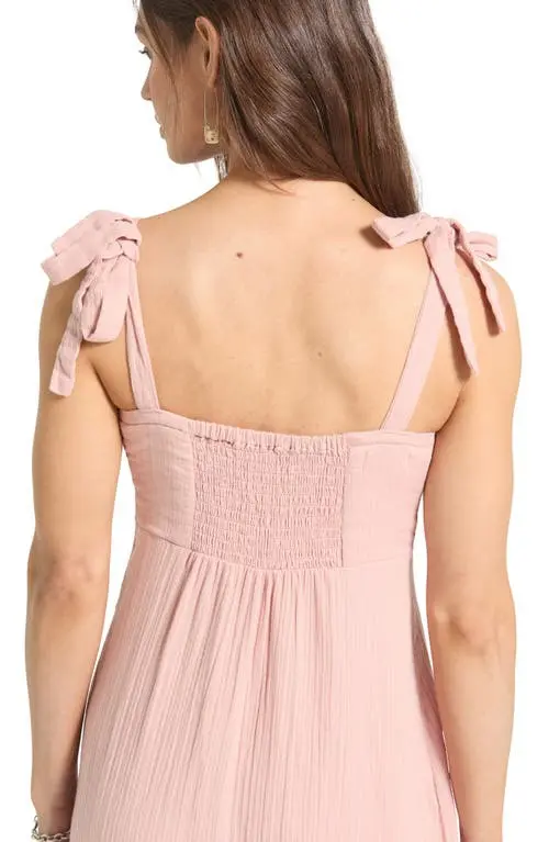 Brixton Tie Strap Sleeveless Midi Dress - Silver Pink