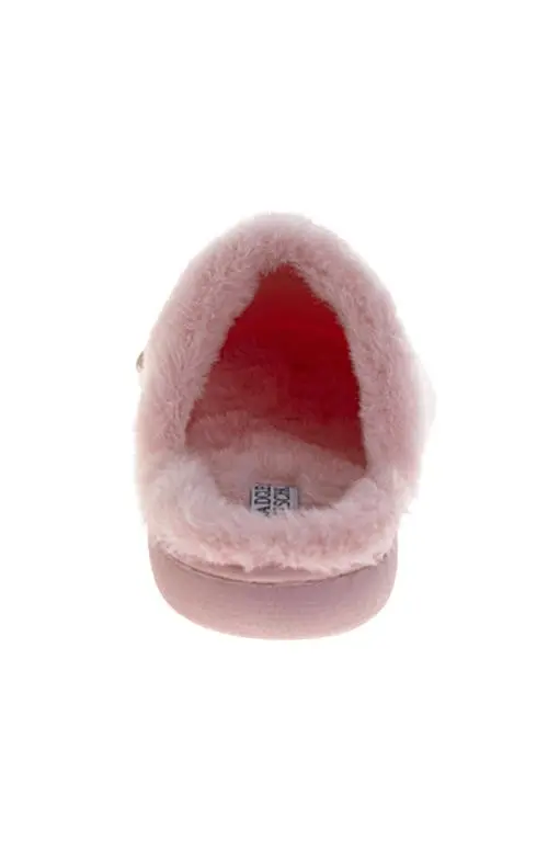 Badgley Mischka Embellished Faux Fur Mule Slippers - Pink