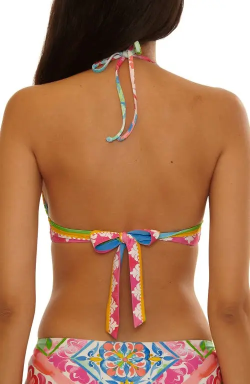 BECCA By Rebecca Virtue Mijas Halter Bikini Top - Pink Multi