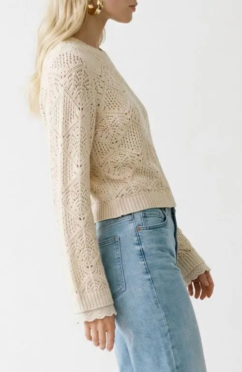 Vero Moda Susana Pointelle Cotton-blend Sweater - Birch