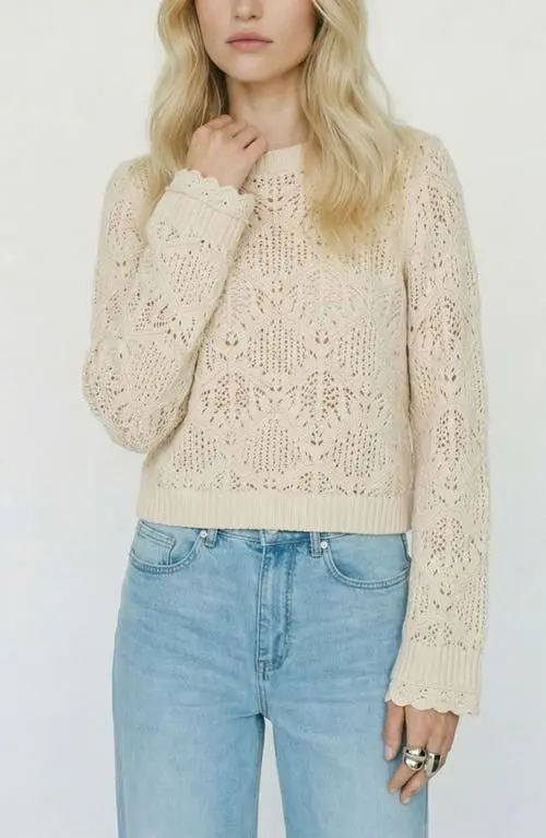 Vero Moda Susana Pointelle Cotton-blend Sweater - Birch